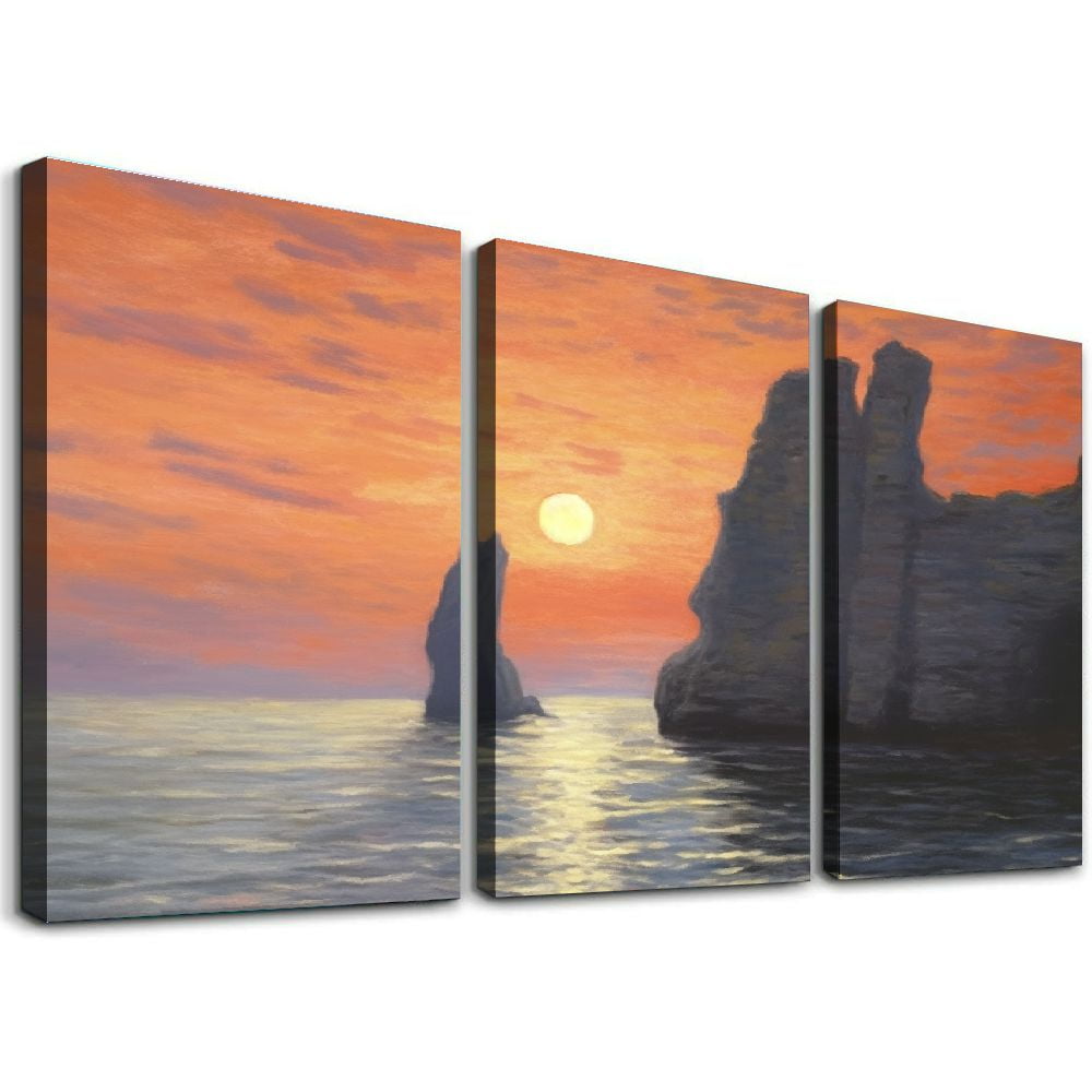 Nawypu The Manneport, Cliff at Etretat, Sunset by Claude Monet Canvas ...