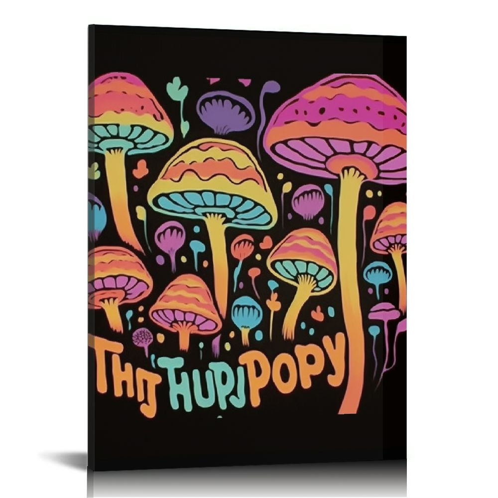 Nawypu Think Happy Thoughts Mental Health Retro Hippie Magic Mushroom ...