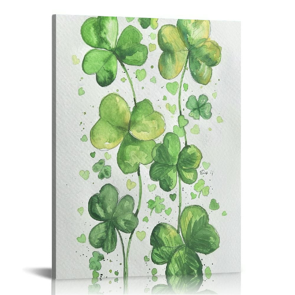 Nawypu Three Four Leaf Clovers St Patrick's Day Printable Wall Art ...