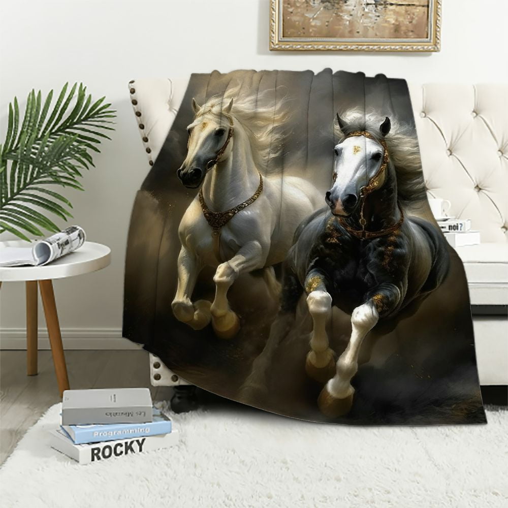 Nawypu Three Horses Blanket Thick Warm Comft Soft Throw Blanket Full ...