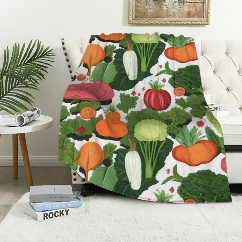 Nawypu Throw Blanket Carrot Broccoli Vegetables Flannel Blanket ...
