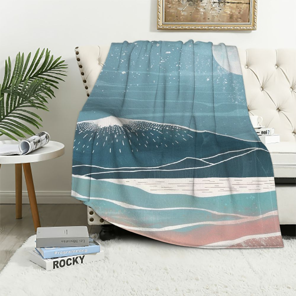 Nawypu Throw Blanket for Couch Sofa Bed Abstract Ocean Wave and ...
