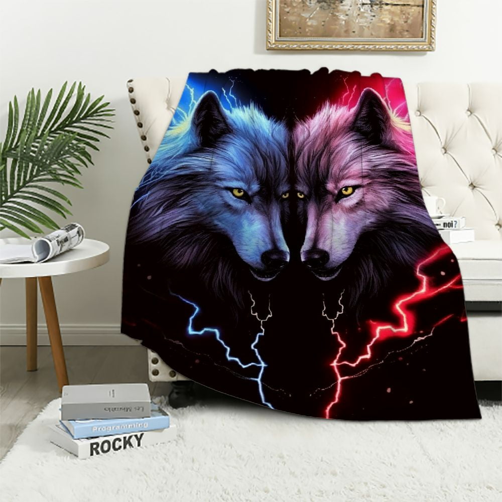 ONETECH Throw Blanket Soft Cozy Warm Fuzzy Flannel Plush Blanket Blue ...