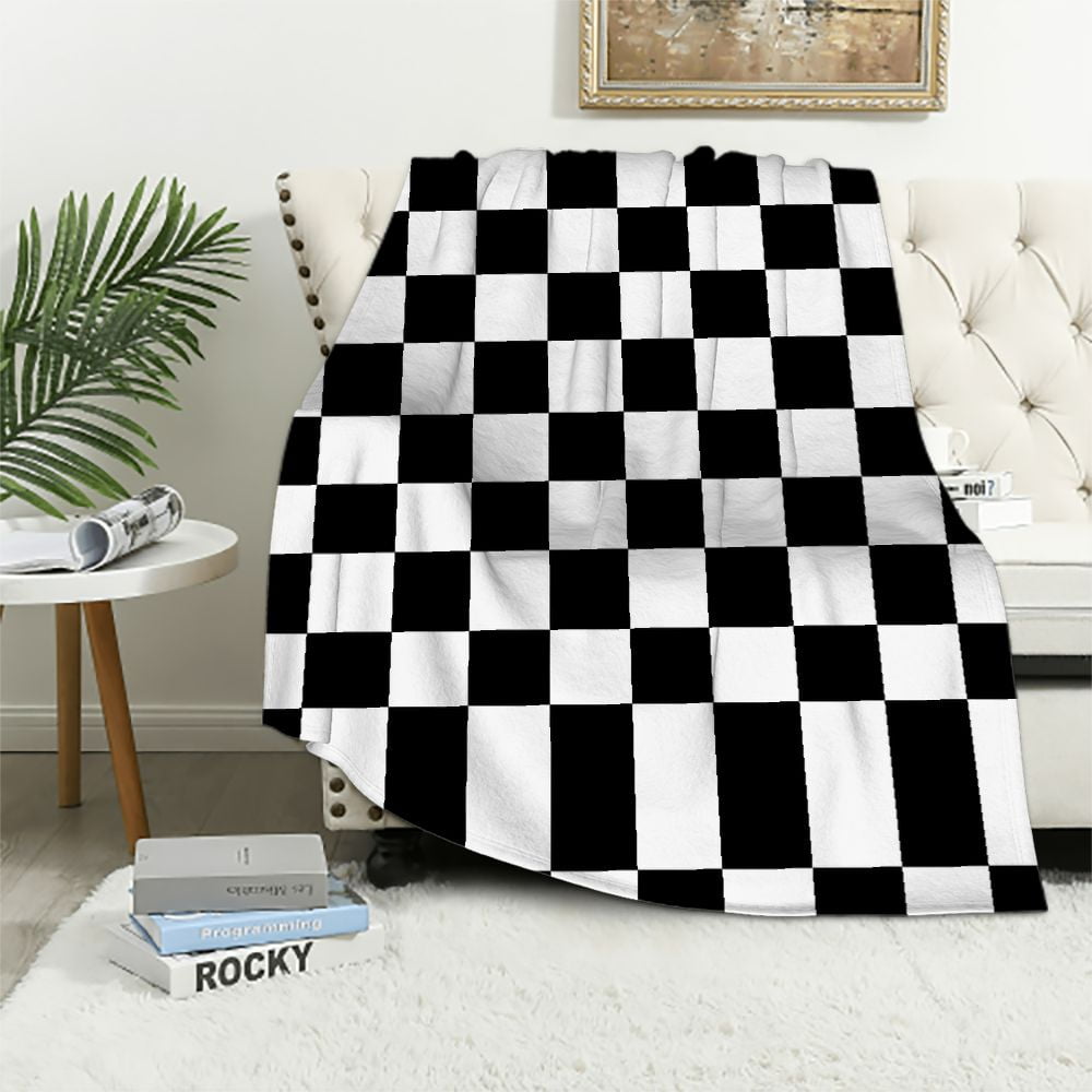 Nawypu Throw Blankets Flannel Blanket with Checkerboard Grid Pattern ...