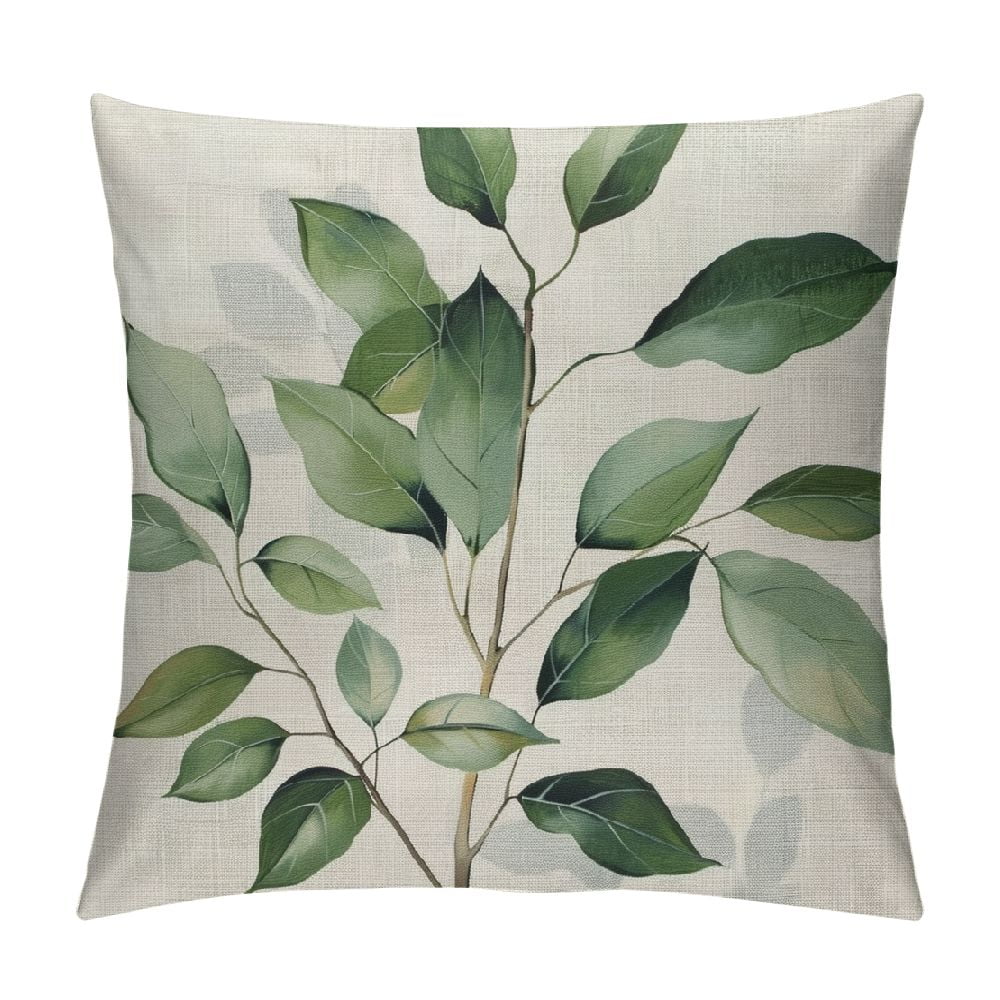 Nawypu Throw Pillow Cases Rustic Watercolor Eucalyptus Leaves Cushion ...