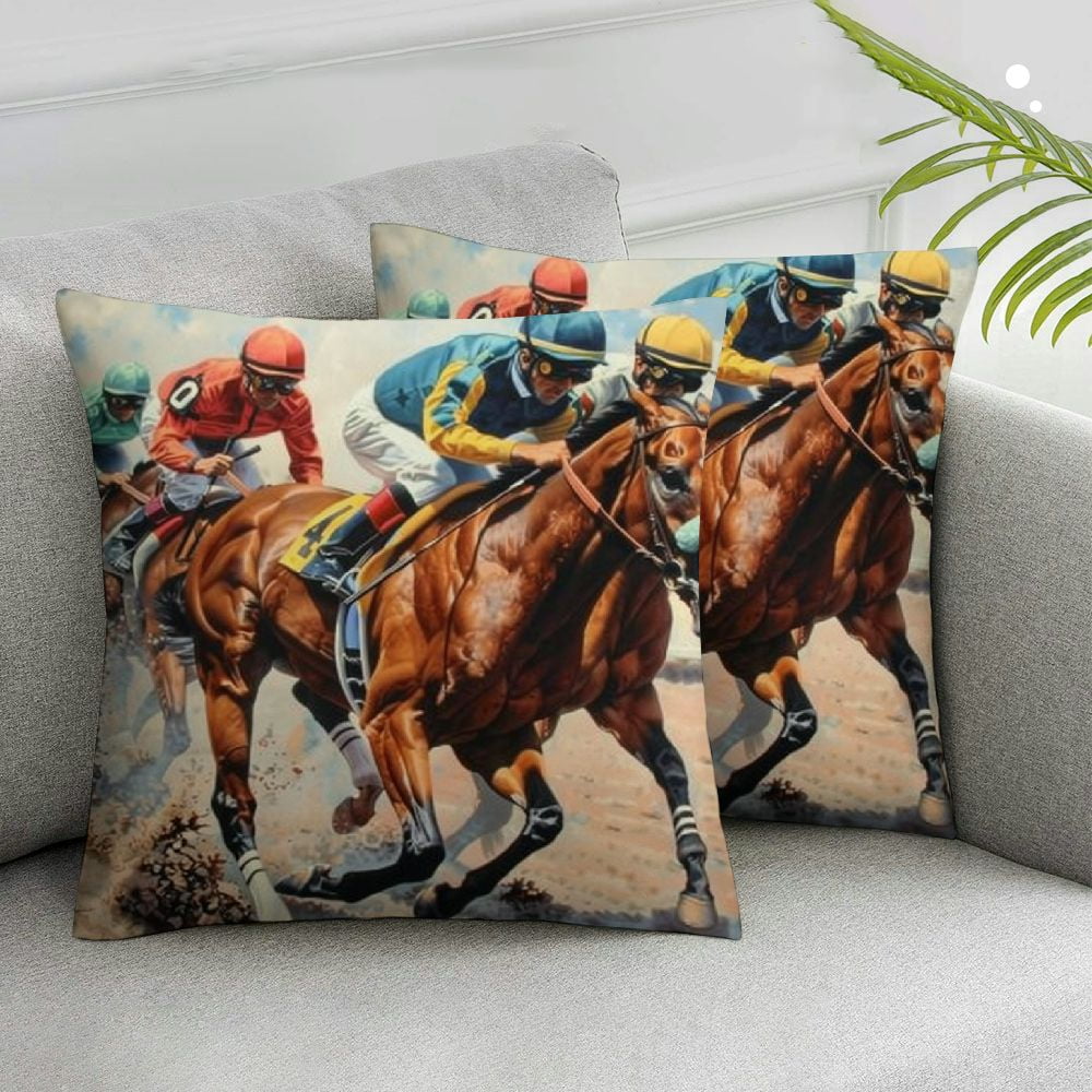 Nawypu Throw Pillow Cover Horse Racing Themed Party Decoration for ...