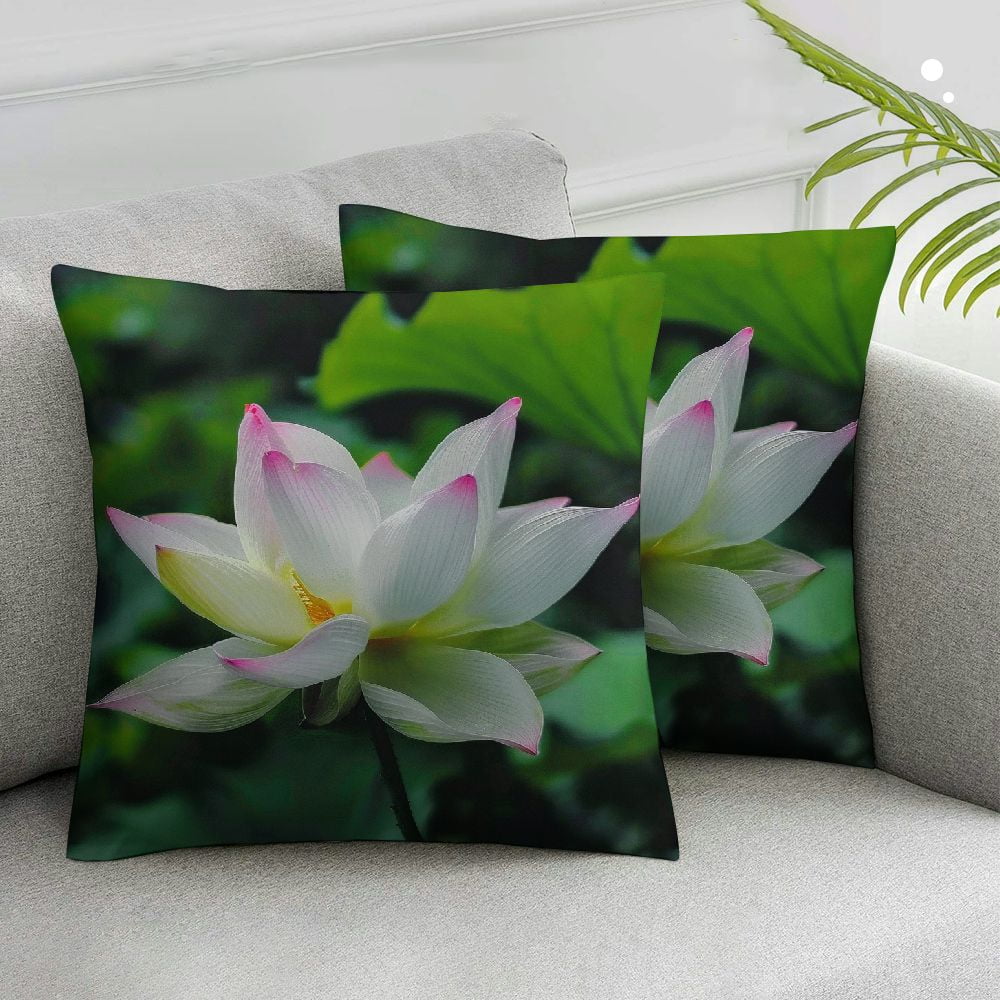 Nawypu Throw Pillow Cover Lotus Flowers Watercolor Summer Floral