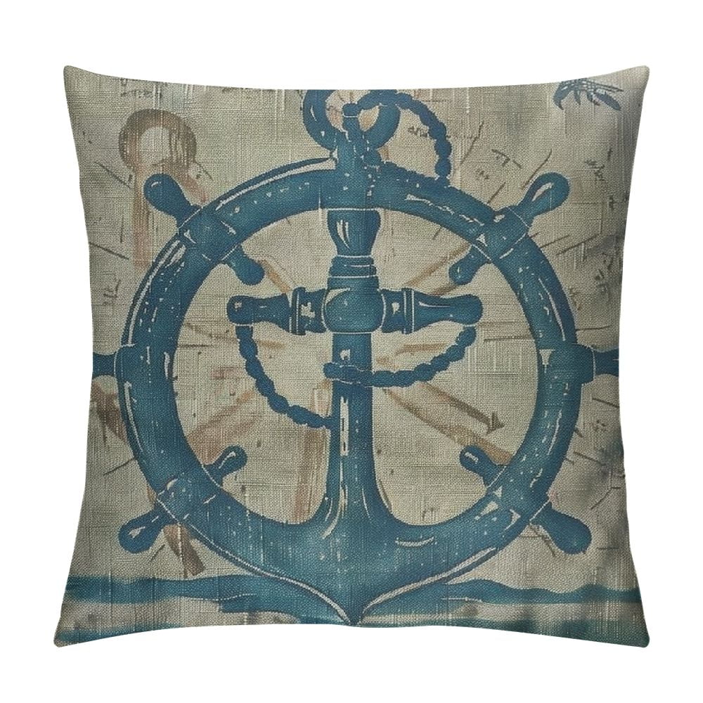 Nawypu Throw Pillow Cover Nautical Theme Vintage Navigation Pattern ...
