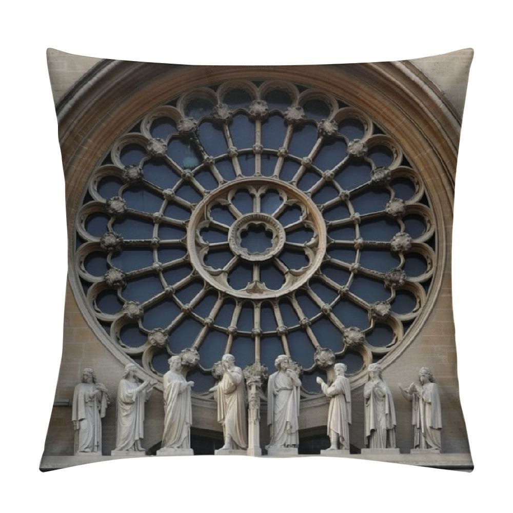 Nawypu Throw Pillow Cover Paris Rosette Architecture Notre Dame Sculpture - Walmart.com