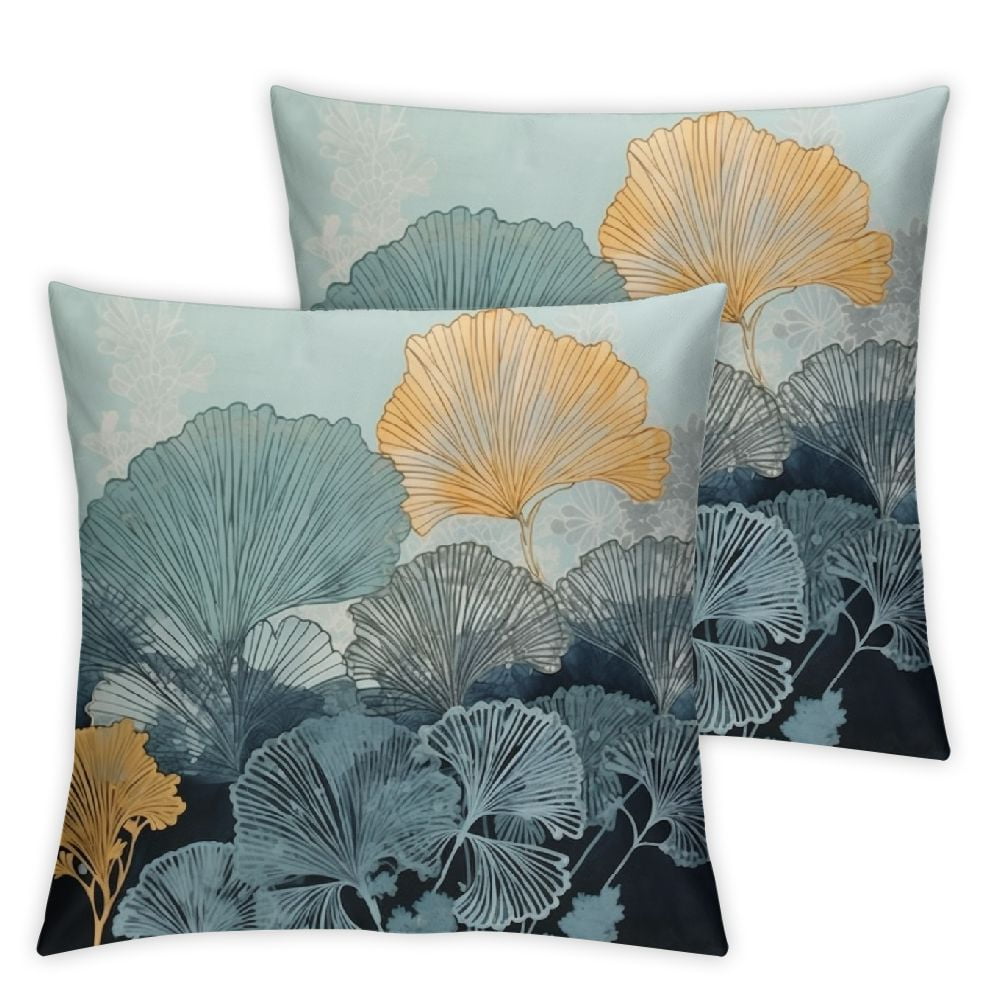 Nawypu Throw Pillow Cover Plant Leaf - 2pcs Mixed Light Grey Pillow ...