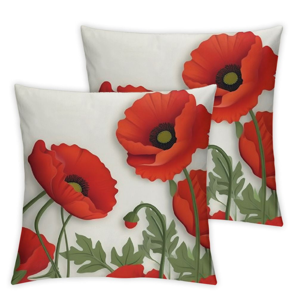Nawypu Throw Pillow Cover Red Poppy Flowers Plant Beautiful Sweetheart ...