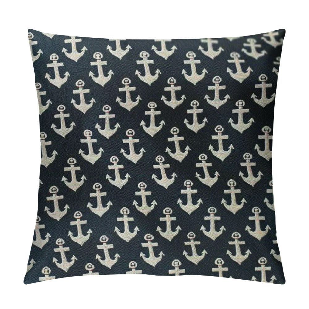 Nawypu Throw Pillow Covers Case Navy Adventure Blue River Naval Anchor ...
