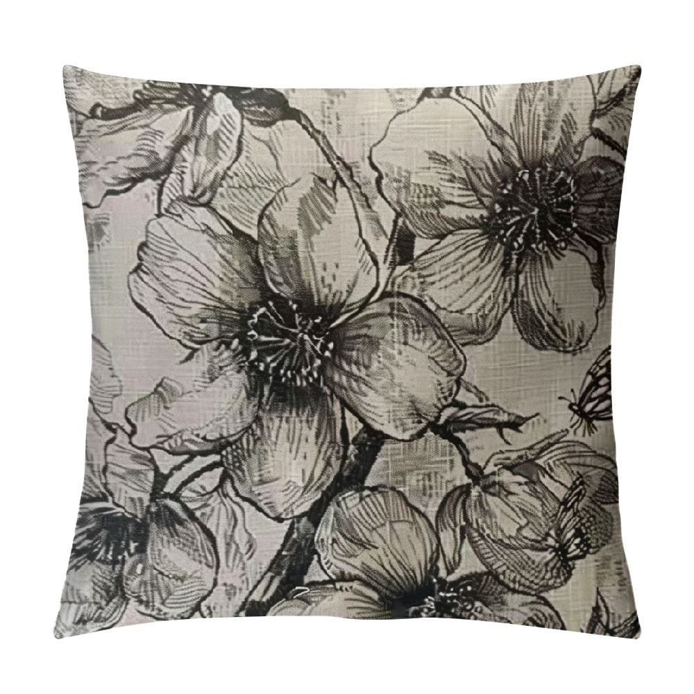 Nawypu Throw Pillow Covers Flower Flowering Natural Almond Oil Black ...