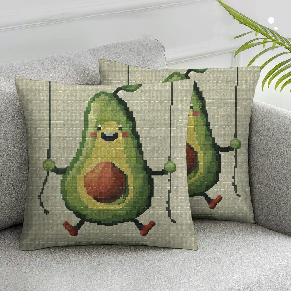 CMMY Throw Pillow Covers For Couch Cute Avocado Cartoon Character Jump ...