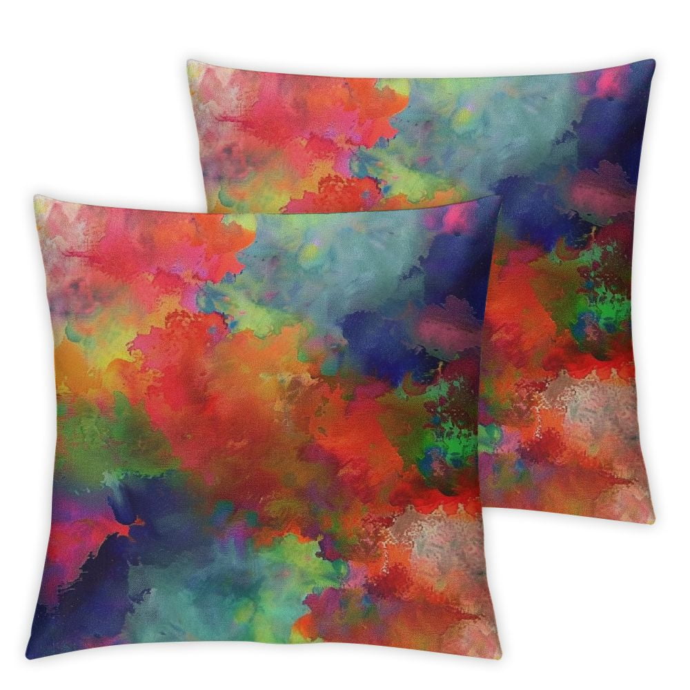 Nawypu Throw Pillow Covers Orange Spring Paint Colorful Red Blue Yellow ...
