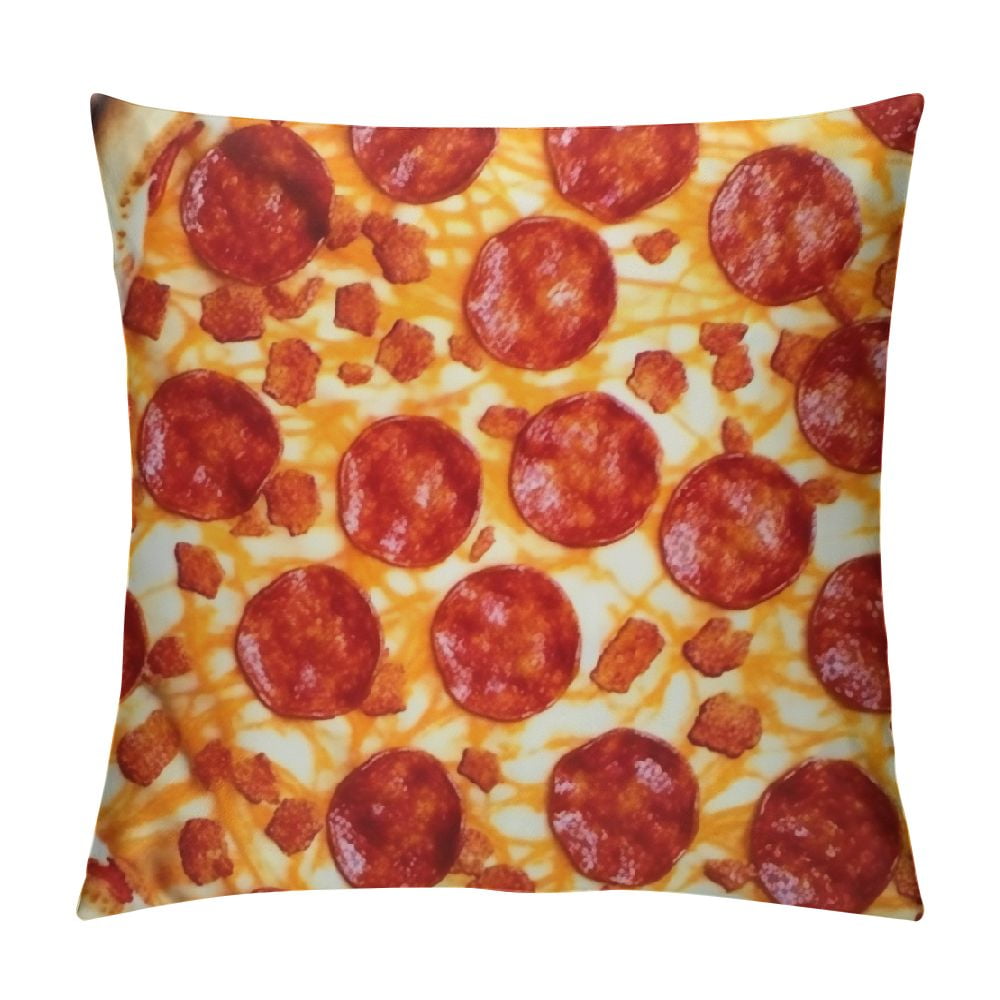 Nawypu Throw Pillow Covers Pepperoni Pizza Decorative Pillow Cases ...