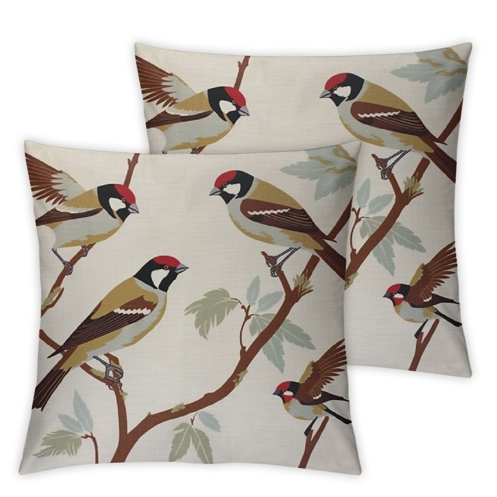 Nawypu Throw Pillow Covers Realistic Style Bird Sparrow 2pcs Sofa ...