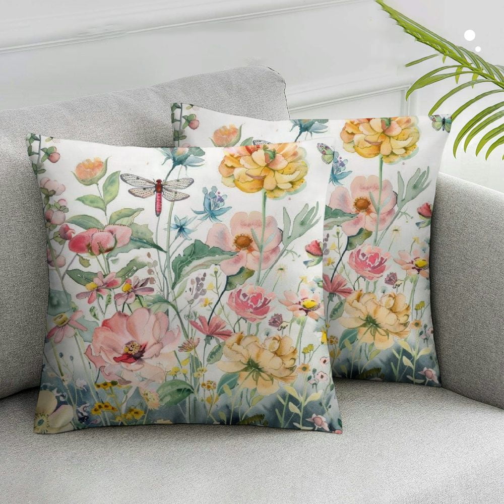 Nawypu Throw Pillow Covers Wild Flowers - Botanical Spring Floral ...
