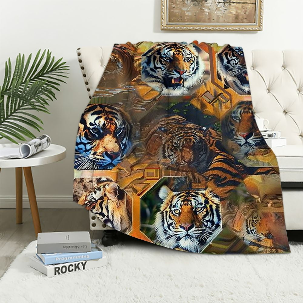 Nawypu Tiger Blanket Cool Tiger Throw Blanket Plush Flannel Animal ...
