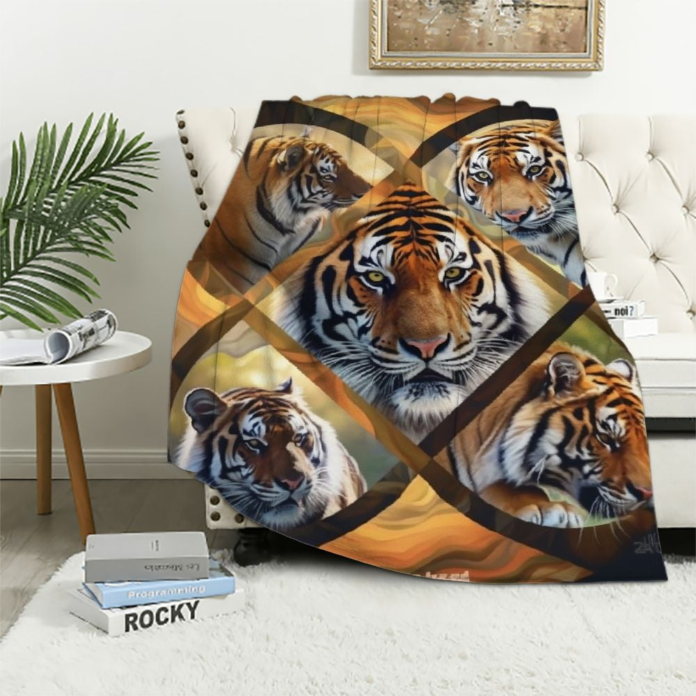 Nawypu Tiger Blanket Cool Tiger Throw Blanket Plush Flannel Animal ...