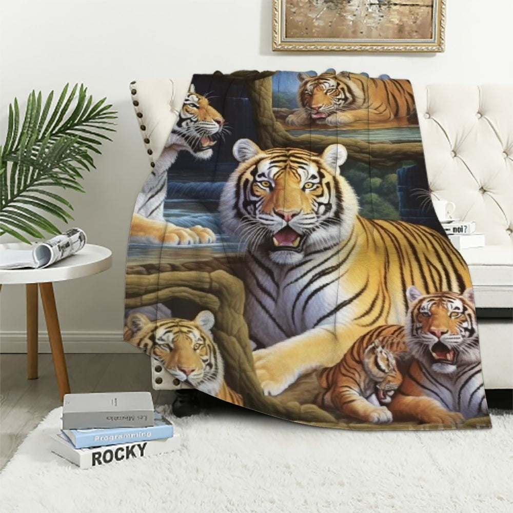 Nawypu Tiger Blanket Tiger Throw Blankets Cozy Flannel Blanket Plush ...