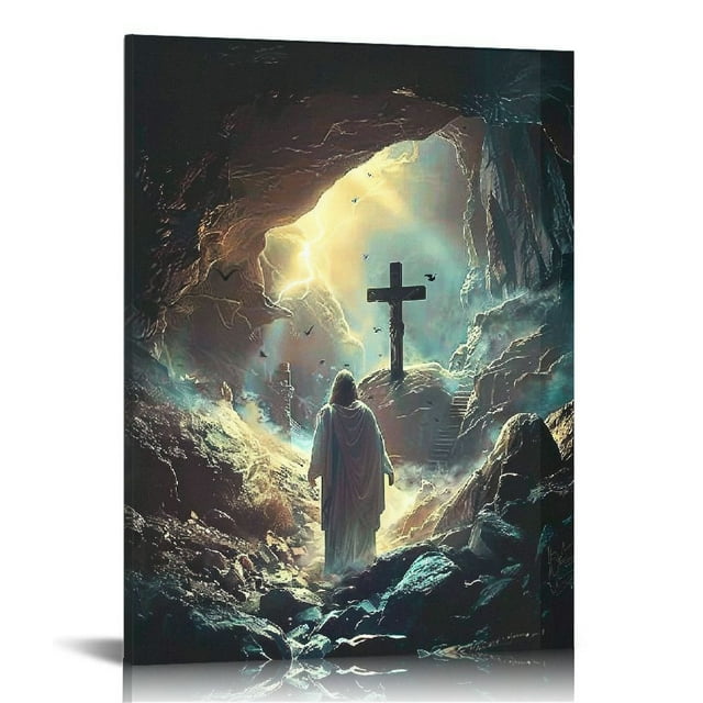 Nawypu Tomb of Jesus Wall Art Jesus Resurrection Cross Christian Canvas ...