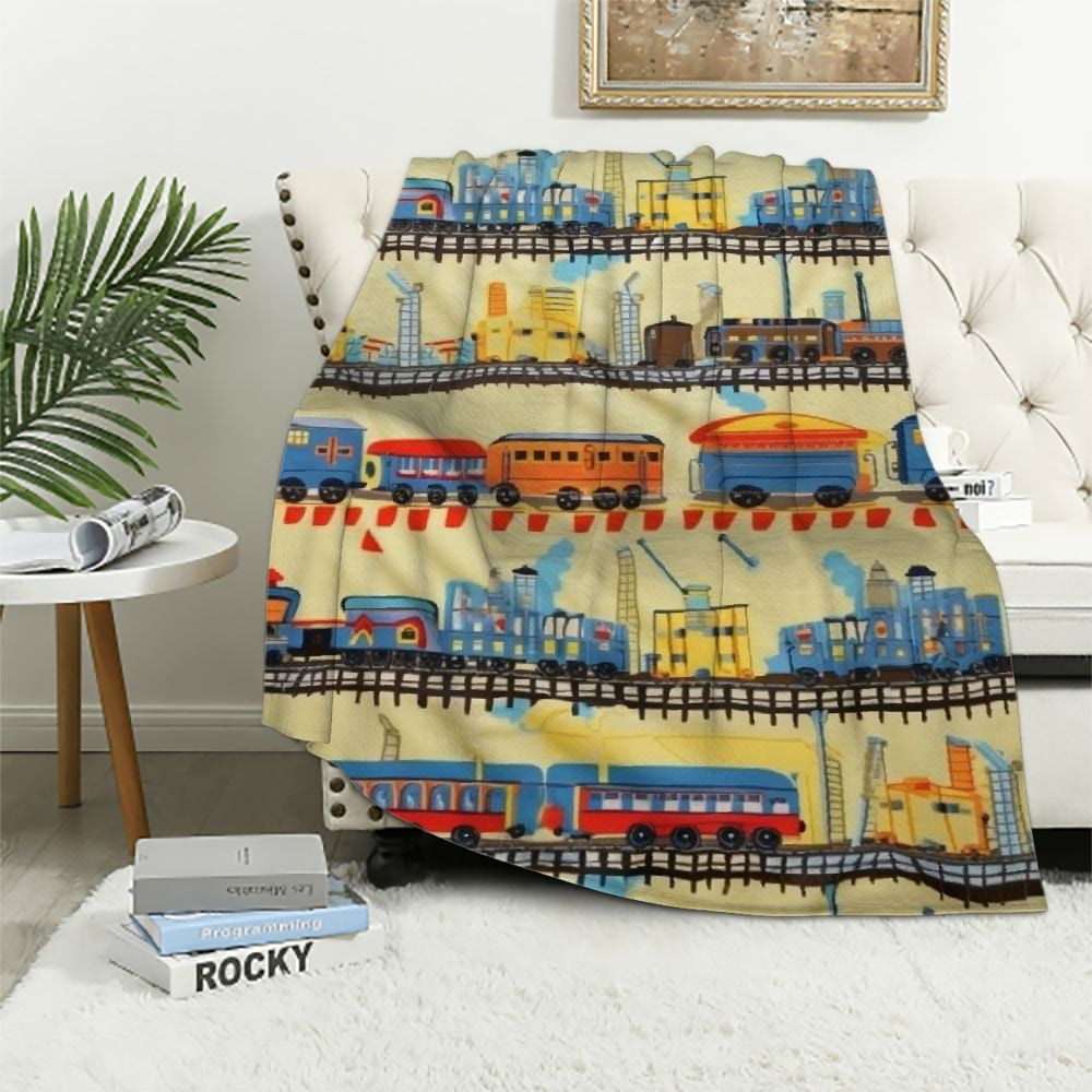Nawypu Train Blanket - Soft, Fuzzy & Warm Small Blanket for Couch, Sofa ...
