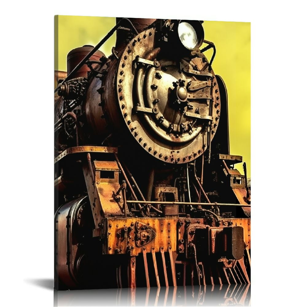 Nawypu Train Canvas Wall Art Steam Train Locomotive Crossing Spring ...