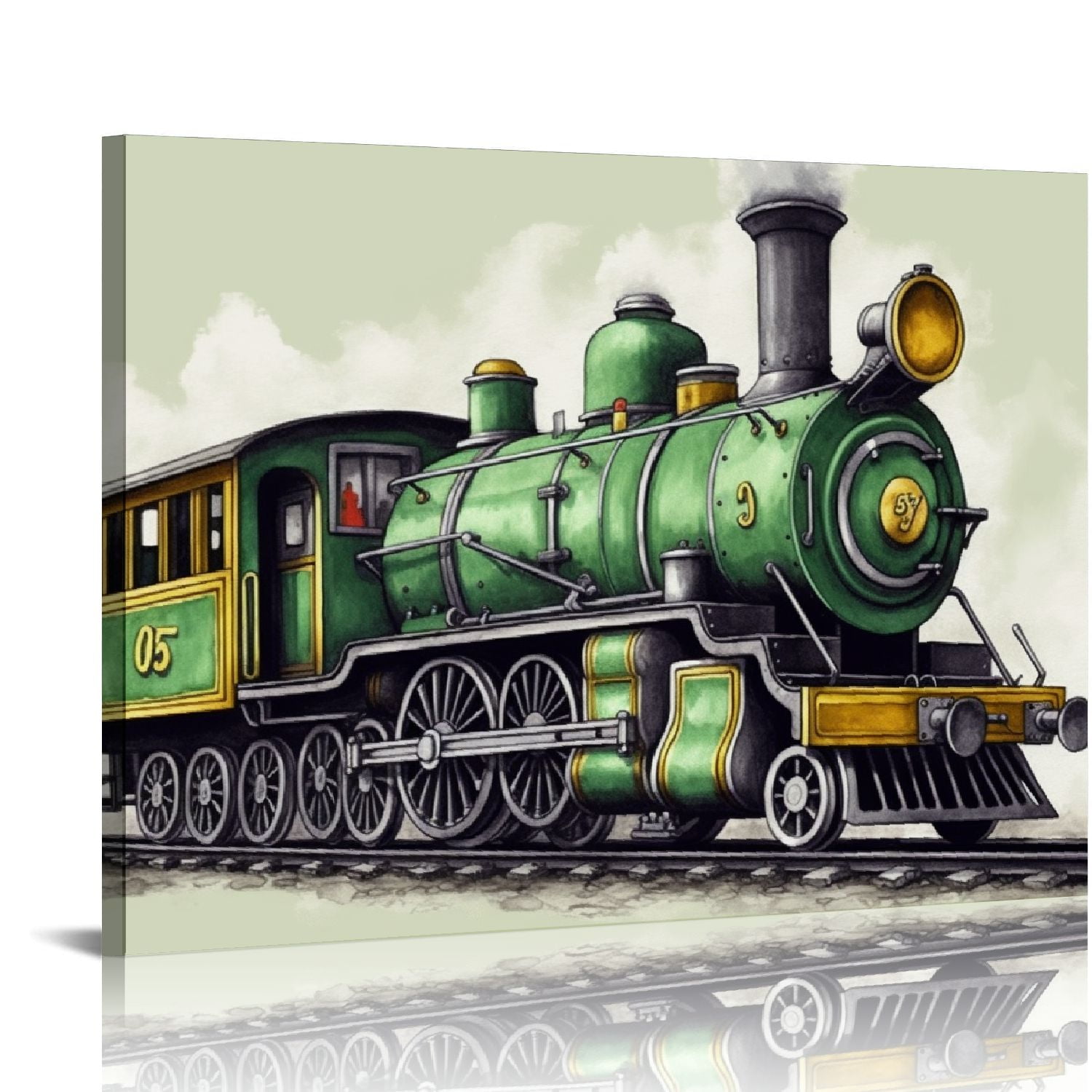 Nawypu Train Canvas Wall Art Transportation Framed Steam Locomotive ...