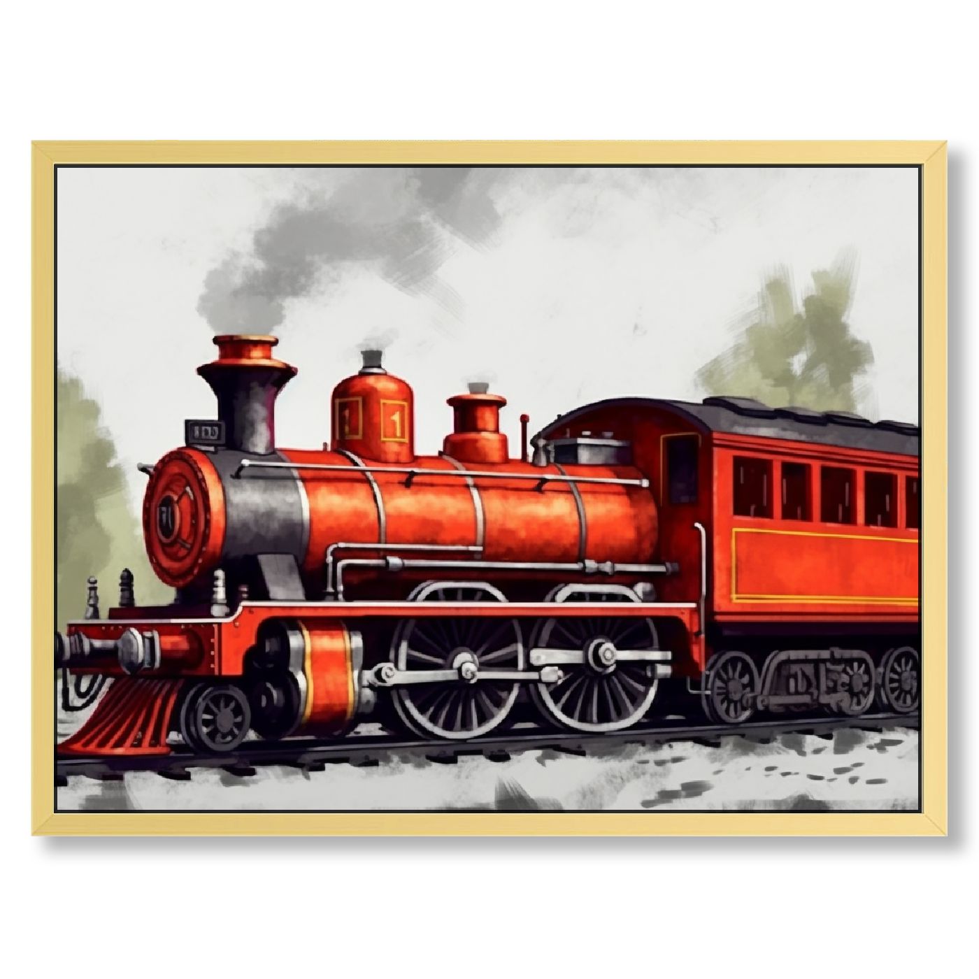 Nawypu Train Print Watercolor Transportation Steam Locomotive Paintings ...