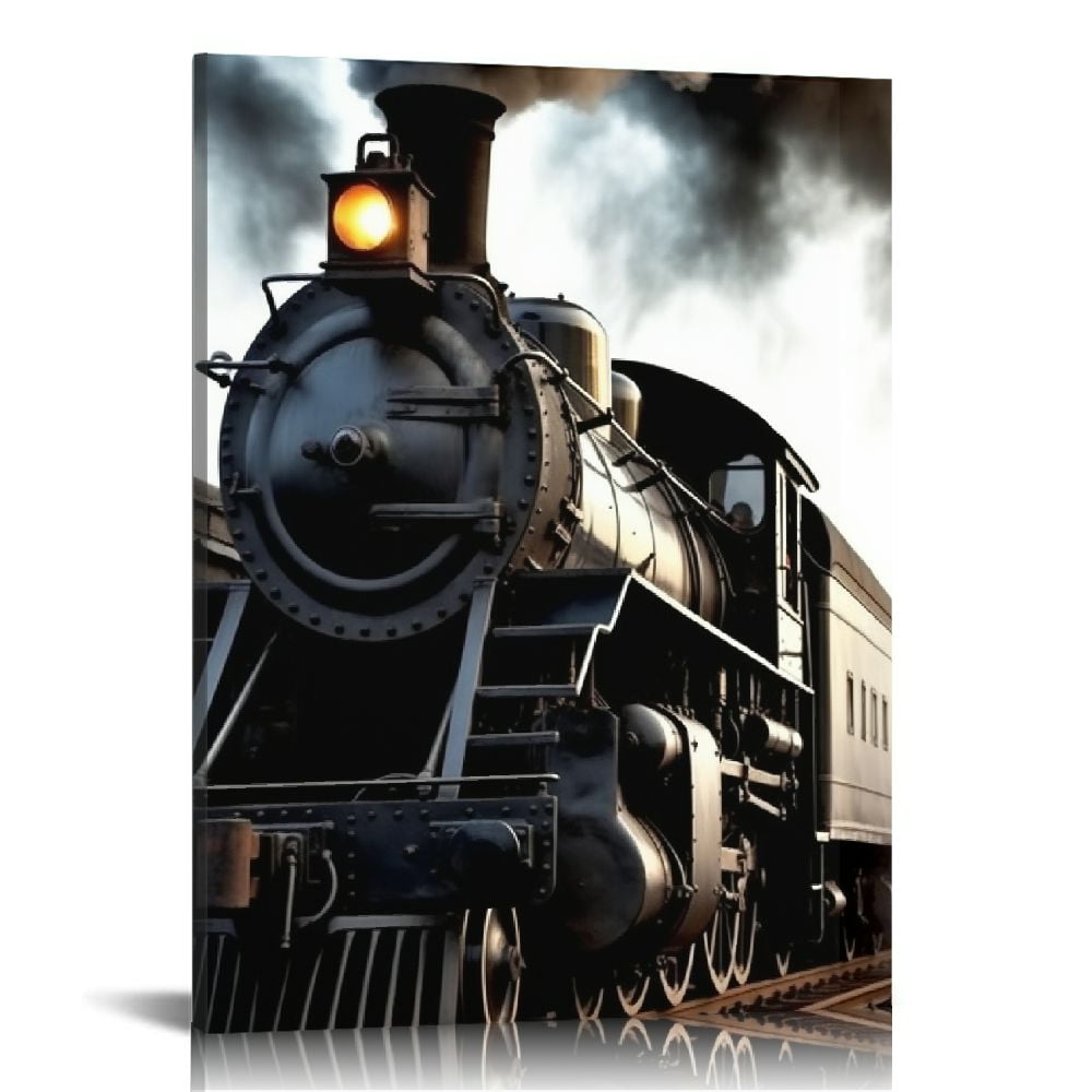Nawypu Train with Gray Smoke Steam Trains in Progress Wall Art Painting ...