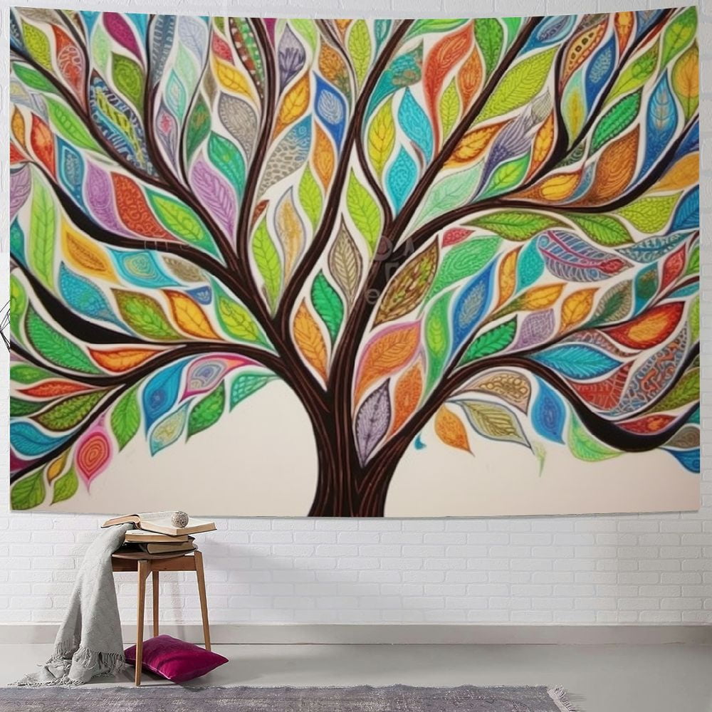 Nawypu Tree Colorful Tree Big Old Branches Leaves Brown Green Yellow ...