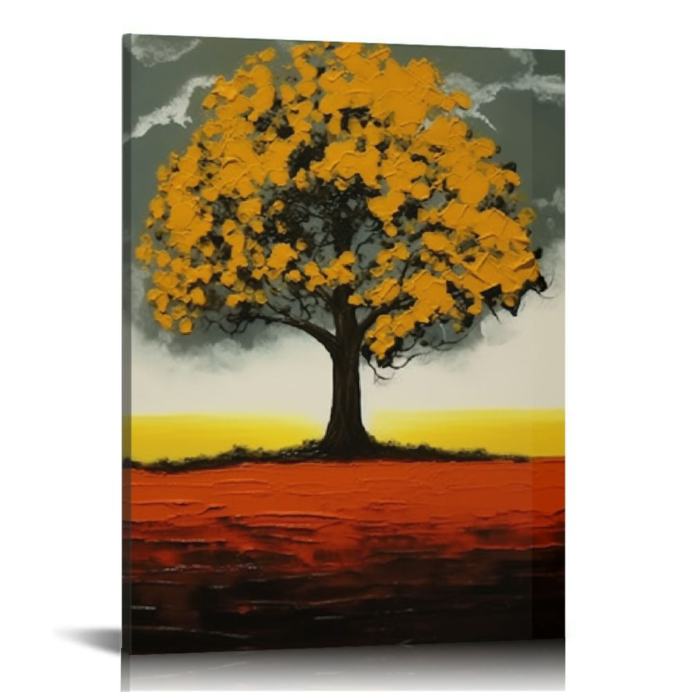 Nawypu Tree Wall Art Canvas Print Wall Decoration Abstract Orange Red ...