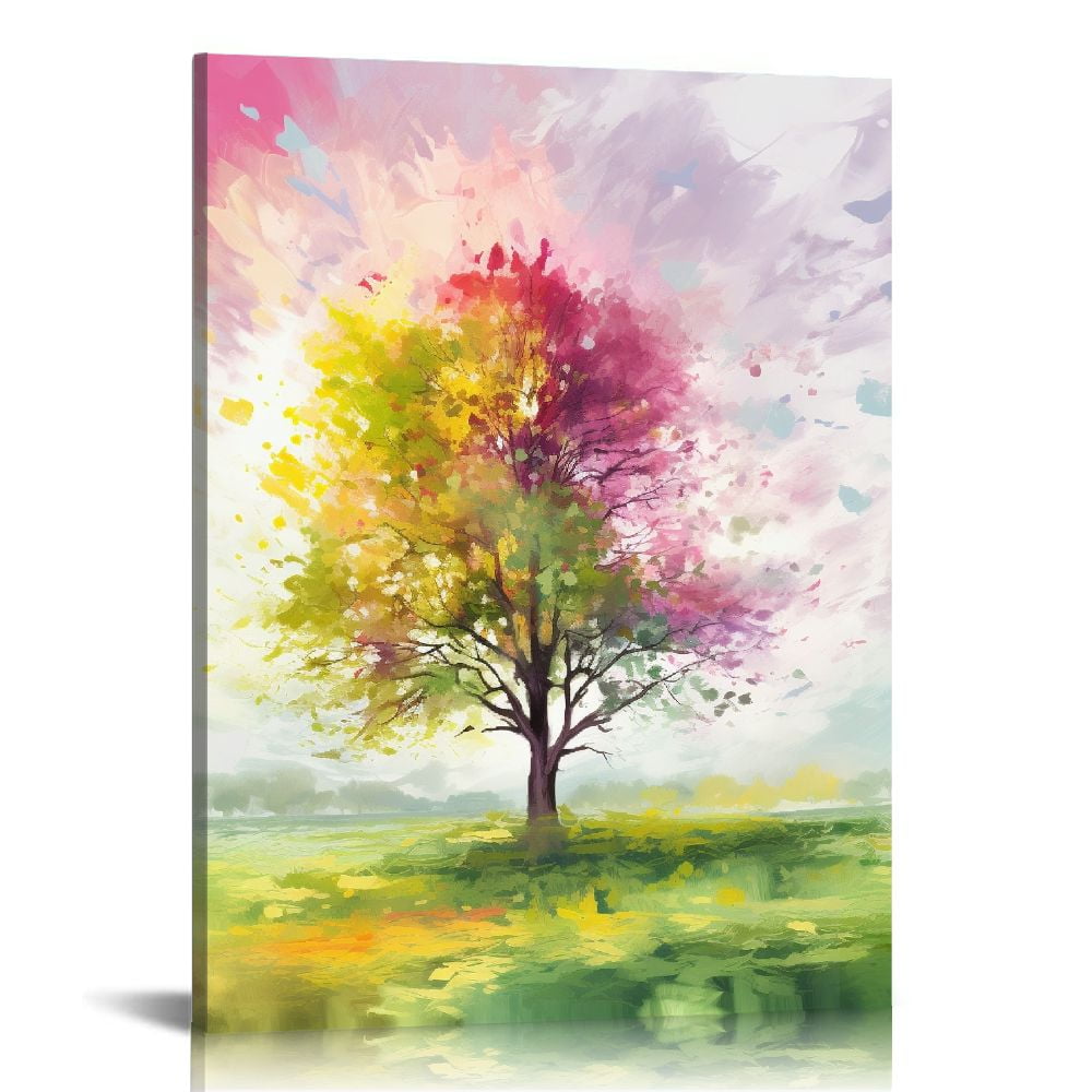 Nawypu Tree Wall Art Seasons Colorful Tree of Life Poster Picture Print ...