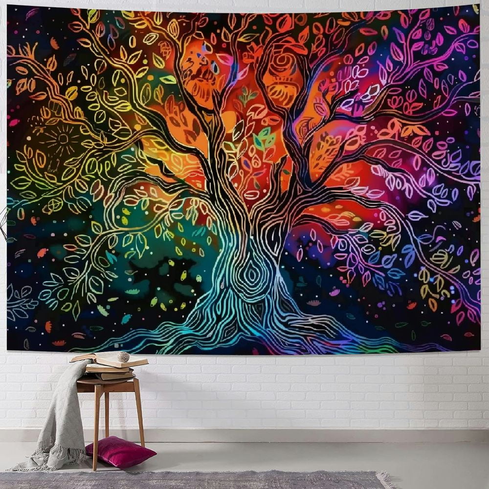 Nawypu Tree of Life Tapestry Wall Hanging Colorful Aesthetic Floral ...