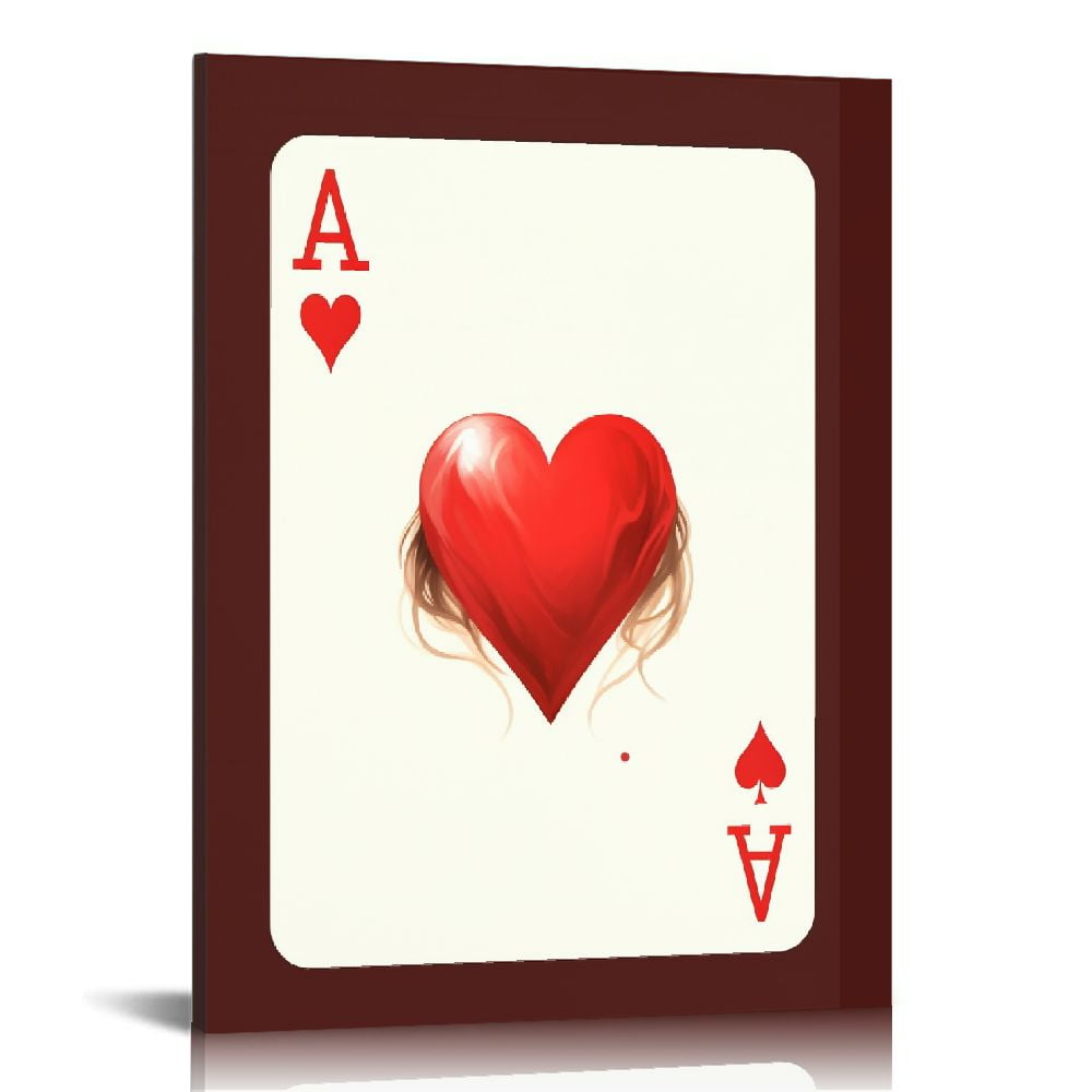 Nawypu Trendy Ace Of Hearts Red Poster Retro Playing Card Canvas Wall ...