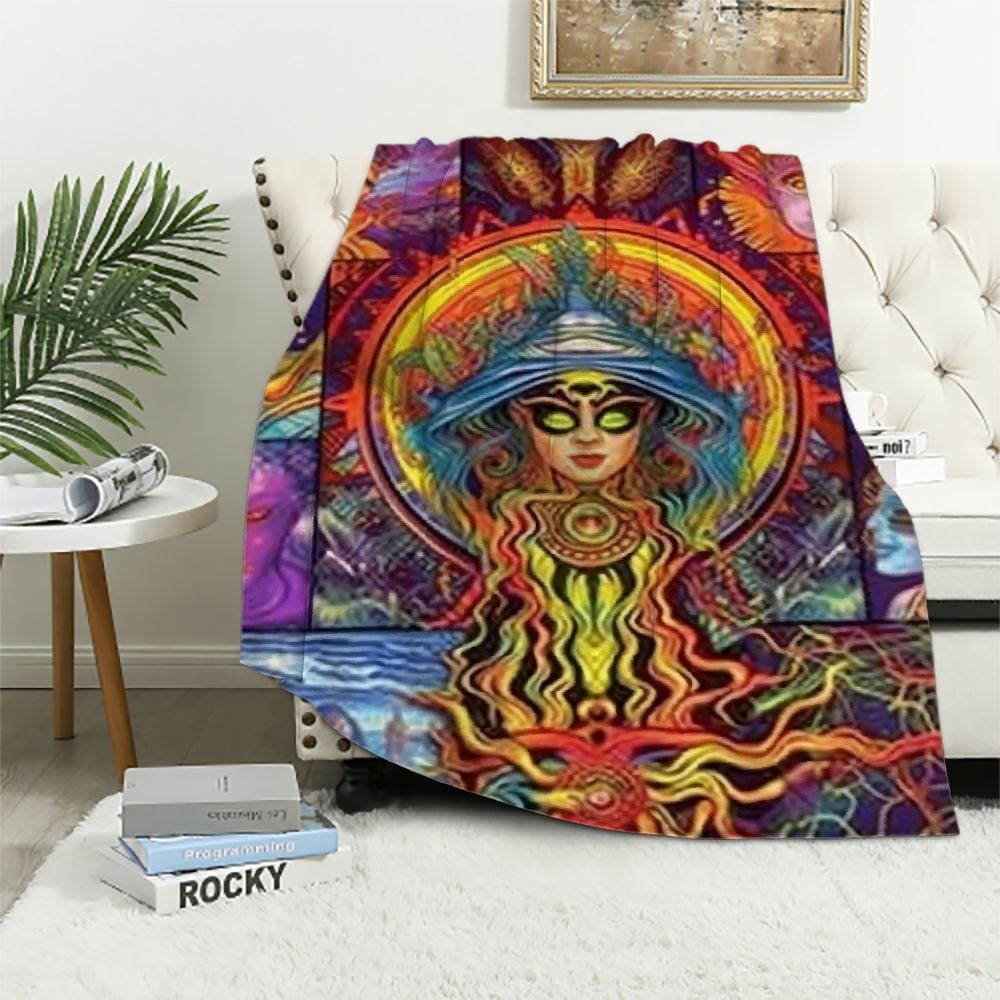 Nawypu Trippy Mushroom Blanket Hippie Plant Throw Blankets for Couch ...
