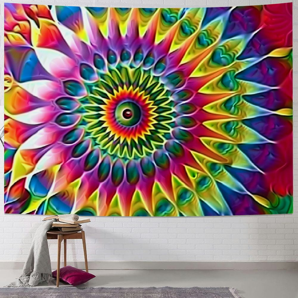 Nawypu Trippy Rainbow Spiritual Tapestry Psychedelic Abstract Colorful Vortex Wall Hanging Decor ...