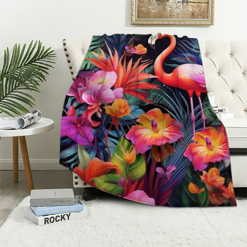 Nawypu Tropical Flamingo Blanket Tropical Bird Throw Blanket Flamingo ...
