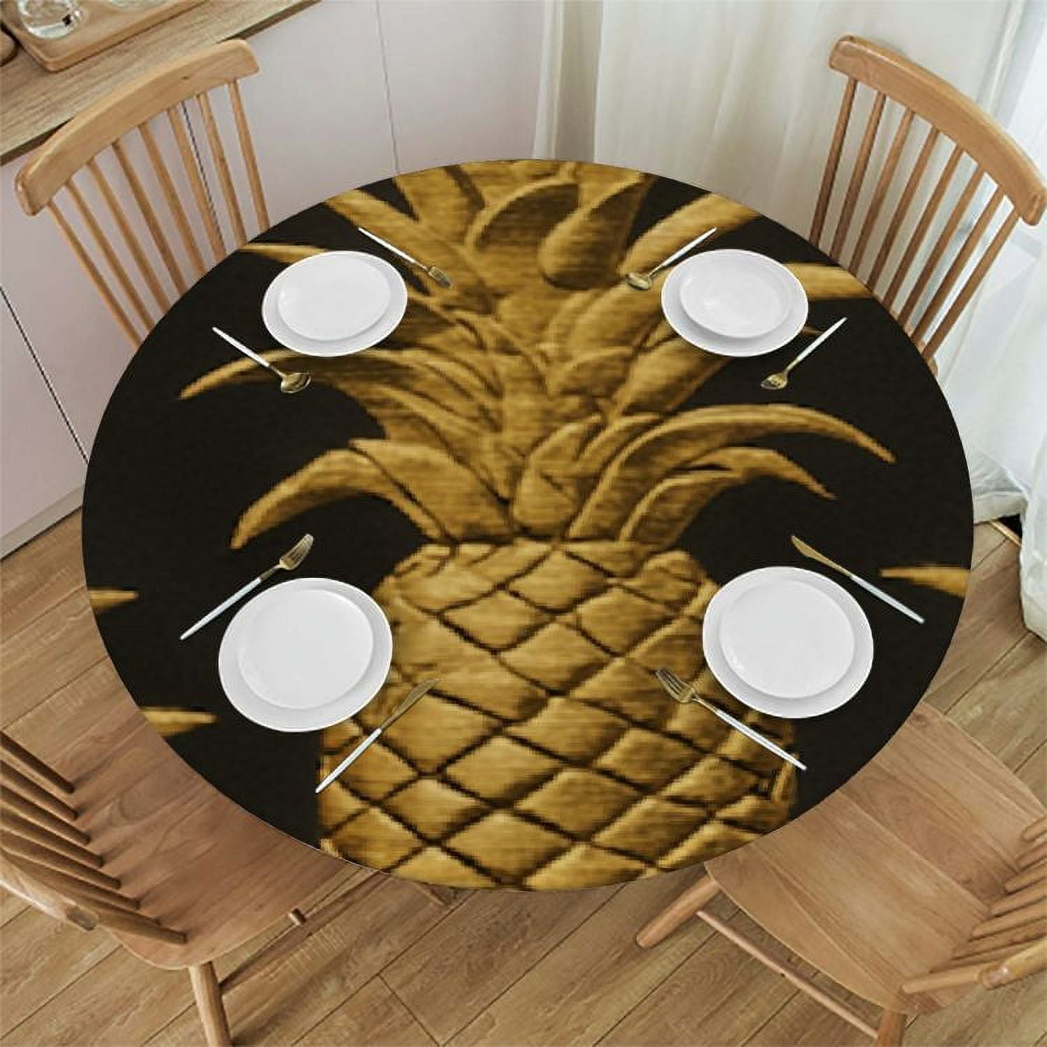 Nawypu Tropical Fruit Elastic Edged Fitted Round Tablecloth,Pineapple Round Table Covers ...