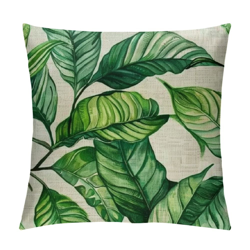 Nawypu Tropical Green Banana Leaves Throw Pillow Cases Summer Style