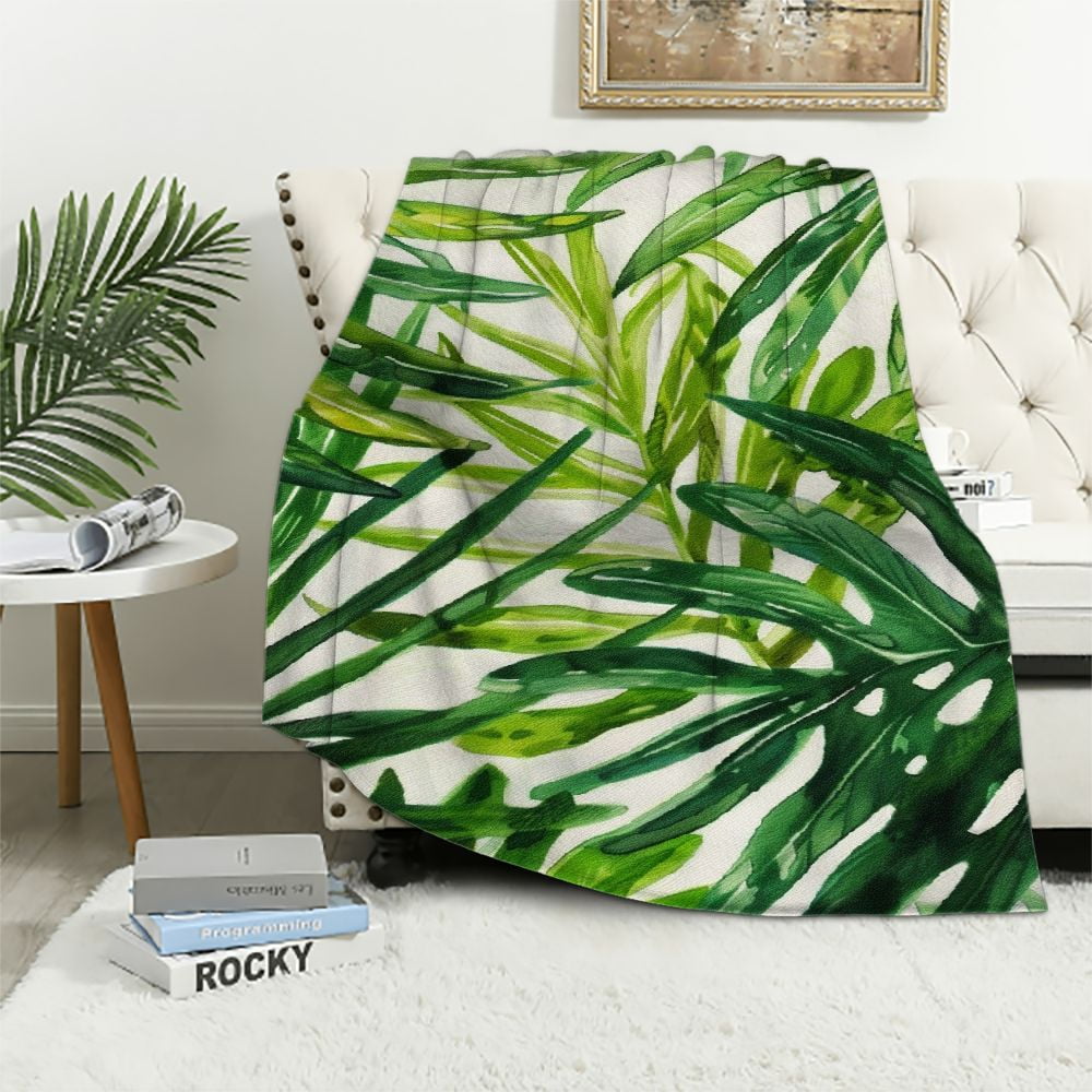 Nawypu Tropical Green Plant Blanket Summer Trees Leaves Throw Gifts for ...