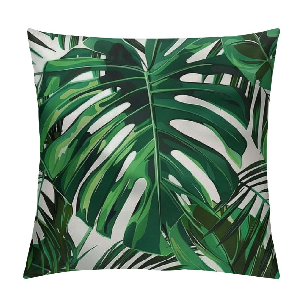 Nawypu Tropical Leaf Throw Pillow Case Beautiful Tropical Palm Tree