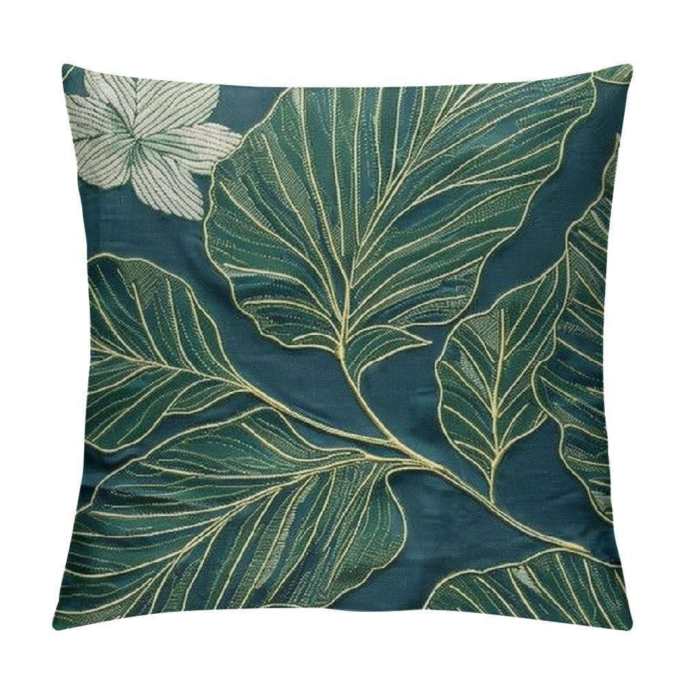 Nawypu Tropical Leaves Pillow Covers 18 X 18 Inch, Emerald Green ...