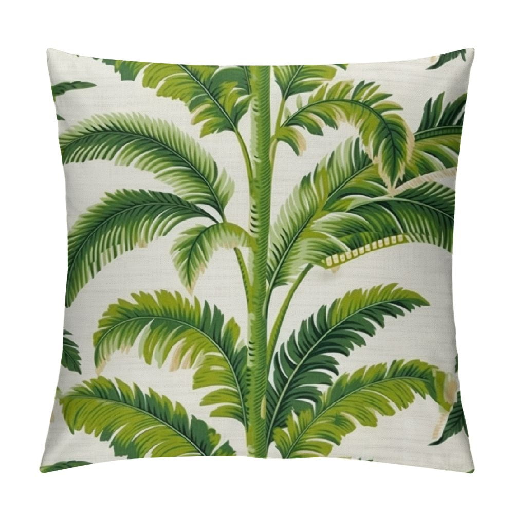 Nawypu Tropical Leaves Throw Pillow Covers Green Palm Leaf Decorative ...