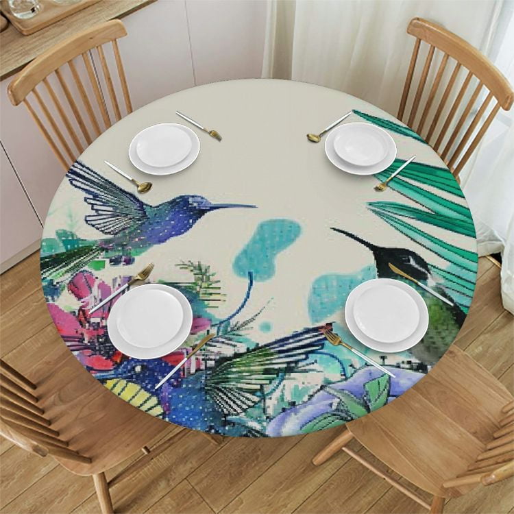 Nawypu Tropical Monstera Palm Plant Table Round Cover Elastic Edged ...