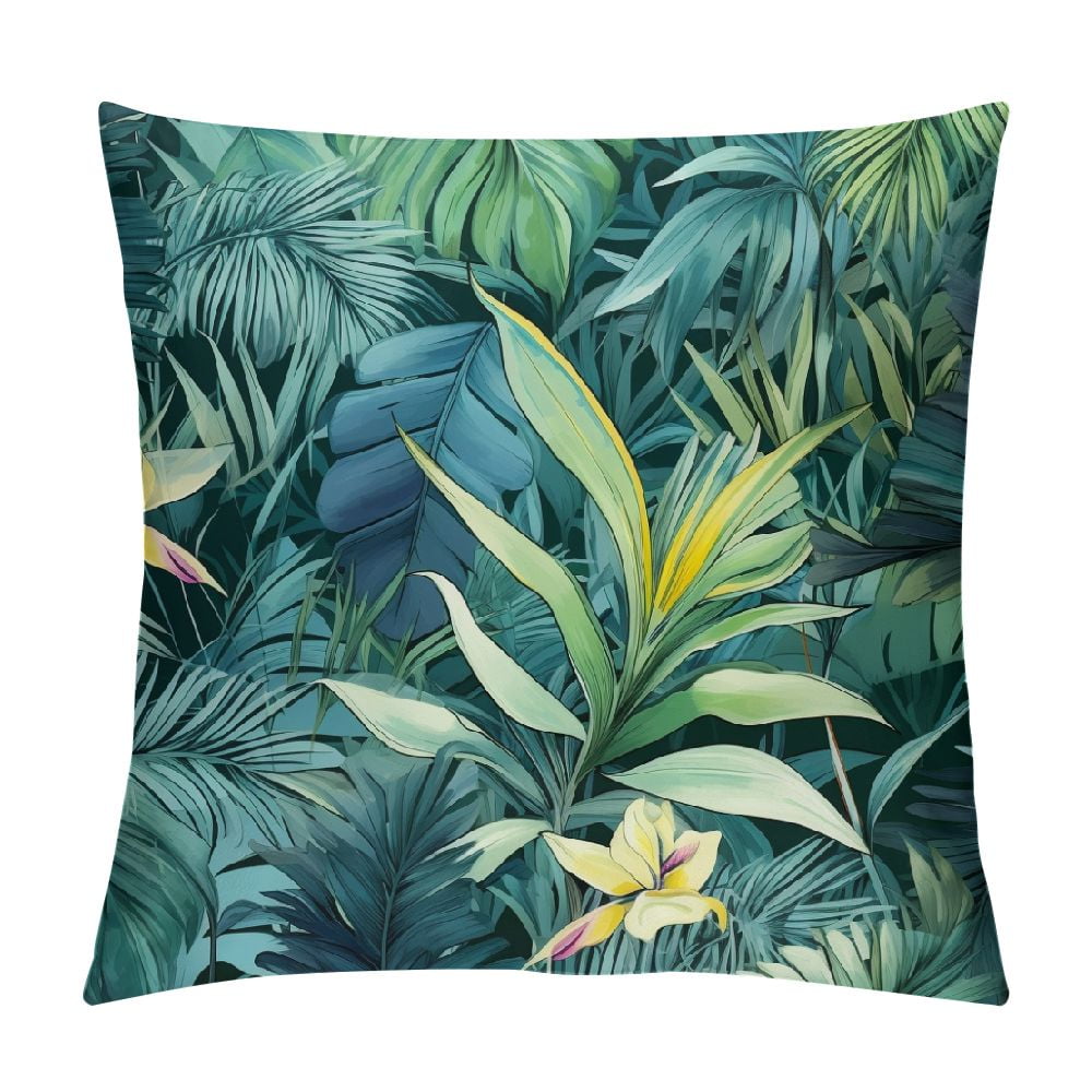 Nawypu Tropical Palm Leaf Throw Pillow Covers Set of Green Banana ...