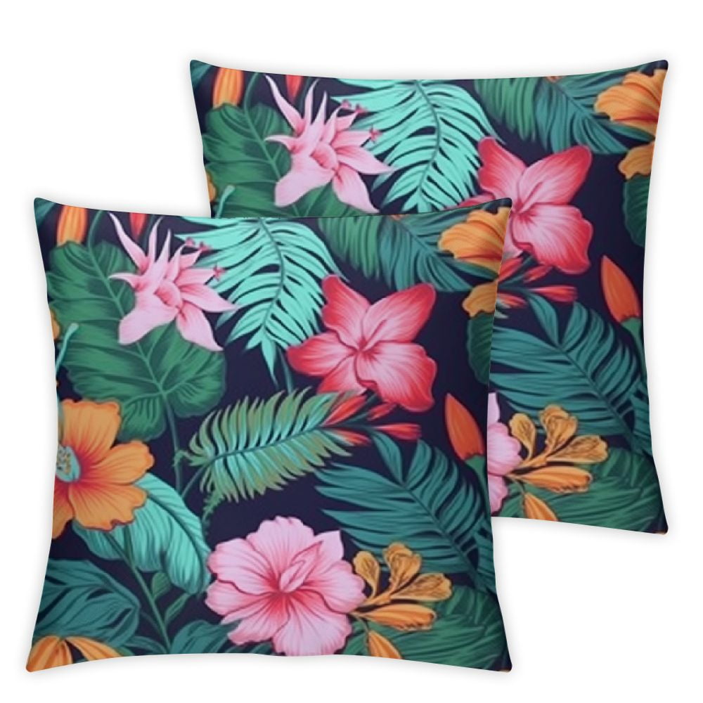 Nawypu Tropical Palm Leaves Flower Pillow Covers 2pcs Throw Pillow ...