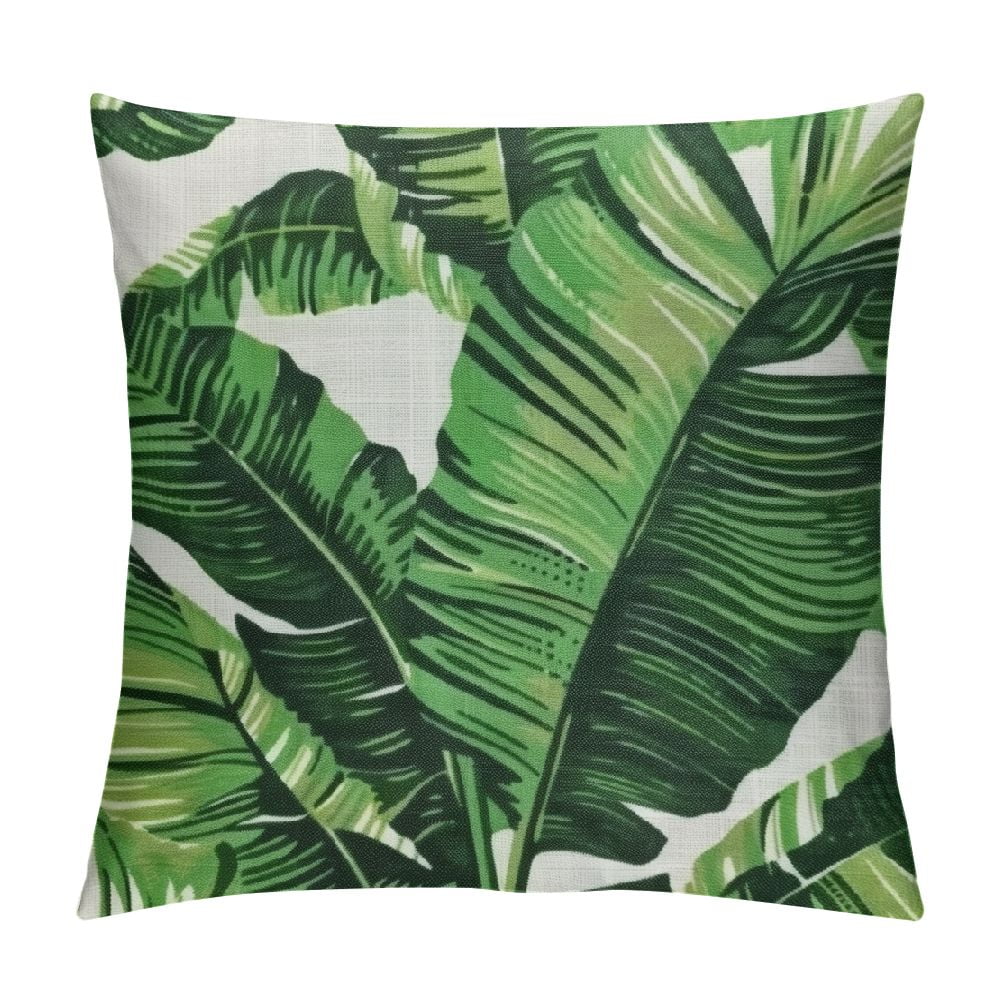 Nawypu Tropical Palm Leaves Throw Pillow Covers Summer Green Banana ...