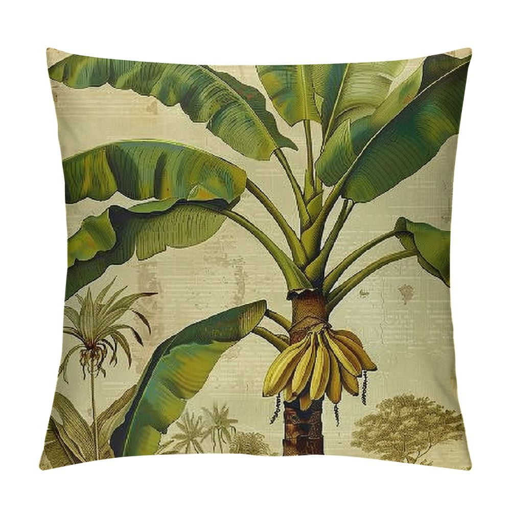Nawypu Tropical Palm Tree Throw Pillow Covers Vintage Green Decorative